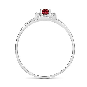 Direct-Jewelry 10k White Gold Oval Garnet And Diamond Ring (Size 6.5)
