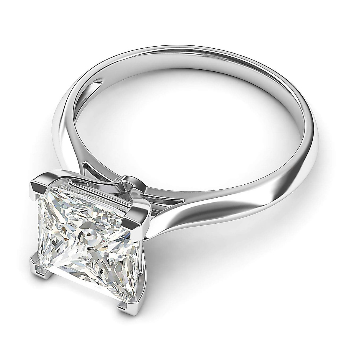 10k White Gold Square 8mm Simulated Princess Cut Diamond Engagement Ring Knife Edge Promise Bridal Ring (7)