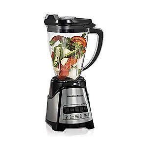 Hamilton Beach MultiBlend Blender & Food Chopper with 4 Functions for Dicing, Grinding, Shakes and Smoothies, 48oz Tritan Jar and 24oz Vegetable Dicer Attachment, Black (58159)