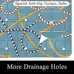 Bath Tub Shower Mat - Anti-Slip PVC Material 15.1x26.8 in, Gentle Cushioning Quick Drying Suction Cups Reliable Solution - Vintage Rope Pattern Non-Slip Floor Mat