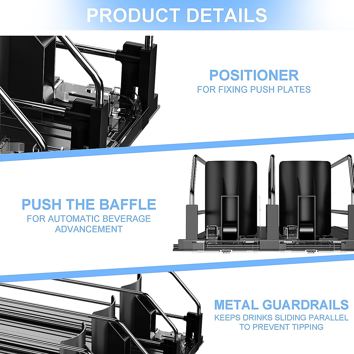 ZIJIN Drink Organizer for Fridge, 5 Rows Refrigerator Drink Organizers