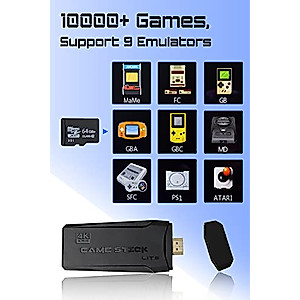 Apriluna Retro Game Console Wireless HDMI Output System，Built in 10000+ Classic Handheld Games 2.4G Wireless Controllers, 9 Emulator Consoles