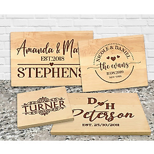 Personalized Cutting Board Wedding Gift for Couple Custom Rectangular Cutting Board Hubby Wifey Gift