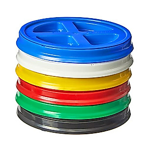 Consolidated Plastics Food Grade Gamma Seal Lids for 3.5, 5, 6 and 7 Gallon Buckets (Combo 6 Pack) BPA Free Reusable Pail Lids, Durable HDPE, Made in USA