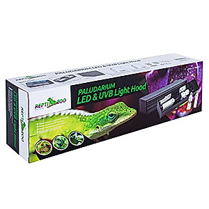 REPTIZOO Reptile Light Fixture Kit, Paludarium Terrarium Hood with 13W UVB Reptile Light Bulb Compact Fluorescent Lamp & Full Spectrum LED Light for Reptile Terrarium Tank