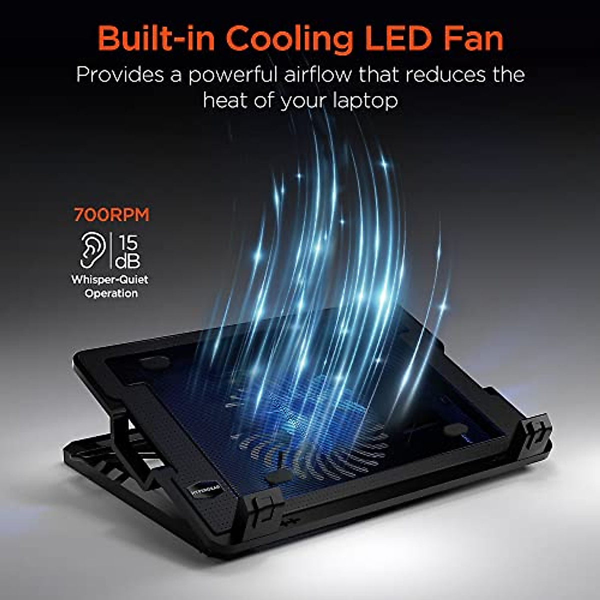 Laptop Cooling Pad Stand Built-in Quiet Fans, USB Ports, Adjustable Heights Ergonomic Comfortability Notebook Riser All Laptops MacBook Pro Air & More