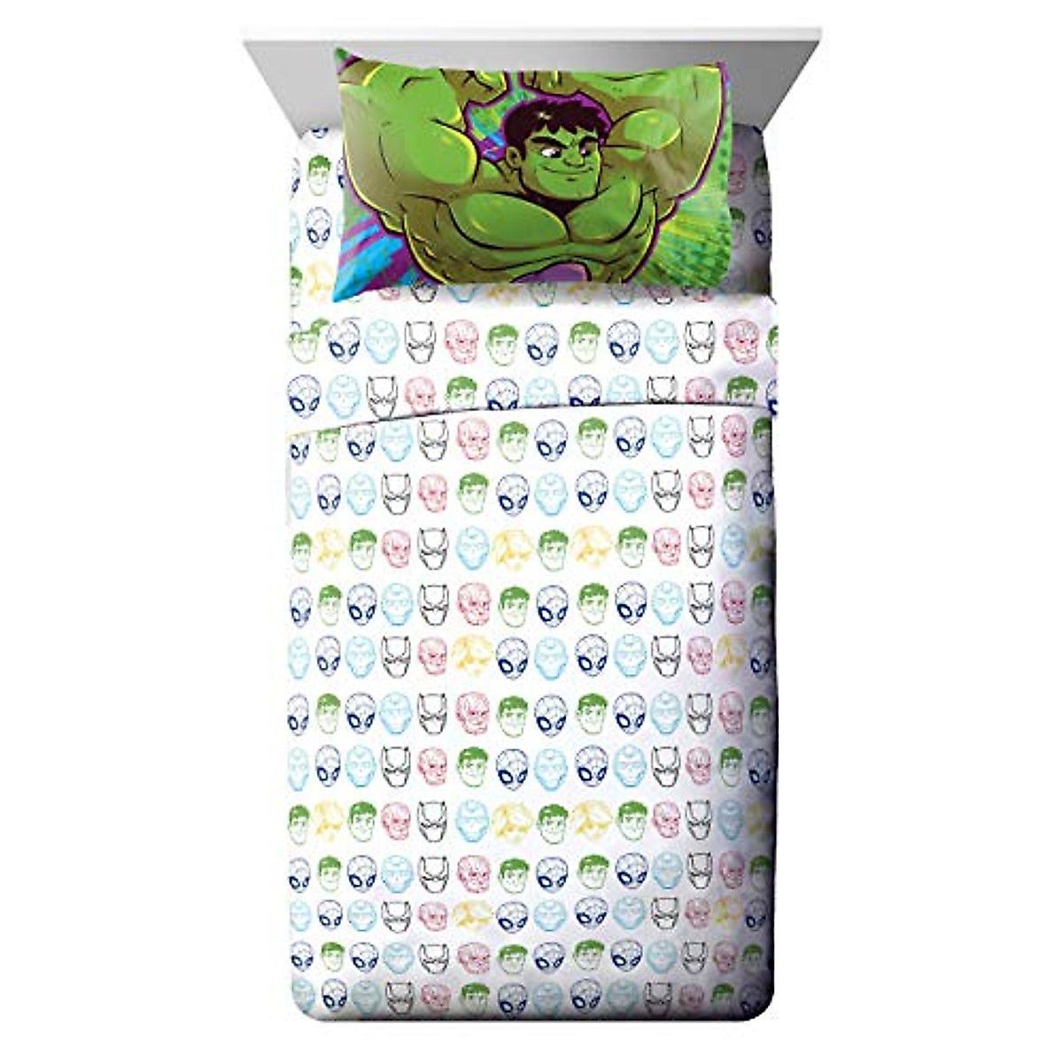Jay Franco Marvel Super Hero Adventures Hulk Out 4 Piece Toddler Bed Set – Super Soft Microfiber Bed Set Includes Toddler Size Comforter & Sheet Set (Official Marvel Product)