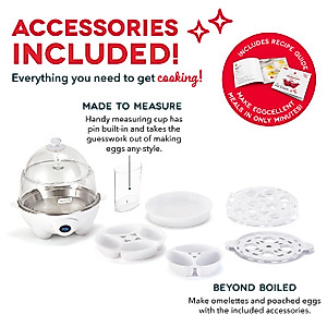 DASH Deluxe Rapid Egg Cooker for Hard Boiled, Poached, Scrambled Eggs, Omelets, Steamed Vegetables, Dumplings & More, 12 capacity, with Auto Shut Off Feature - White