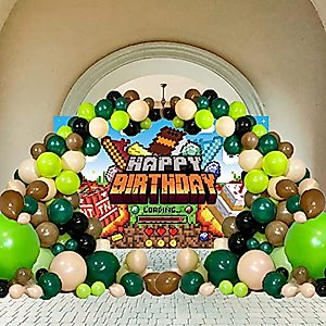 STK Arch Compatible For Minecraft Balloon Garland Birthday Party Supplies Decoracion Gamer Boys De Video Game Gaming Backdrop Decor Games Decorations Balloons Set Lime Green And Black Para Cumpleanos