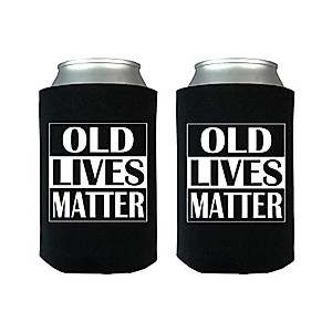 Funny Old Lives Matter Joke Collapsible Can Bottle Beverage Cooler Sleeves 2 Pack Cool Unique Gift For Grandpa Grandma Retirement 2 Pack