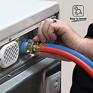 Highcraft CNCT2564L Hose Connector, for Hot and Cold Water, Washing Machine Supply Line, EPDM Rubber Tube Cover 4 Feet (Pack of 2 1 Ft, Red/Blue