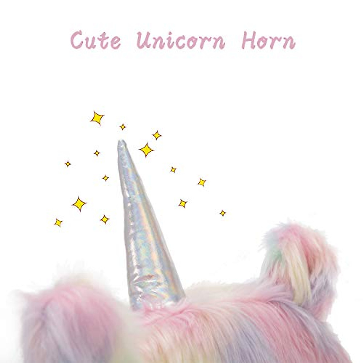 DM Furniture Cute Fuzzy Kids Chair Funny Rolling Study Desk Chair Colorful Girls Vanity Swivel Chair with White Foot