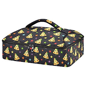 Kcldeci Insulated Thermal Food Carrier Insulated Casserole Carrier for Hot or Cold Food,Pizza Slice Cute Fast Food Insulated Tote Bag for Potluck Cookouts Parties Picnic,Lasagna Lugger