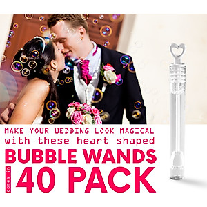 Big Mo's Toys 40 Pack Mini Heart Bubble Wands – Great Wand Bubbles Party Favors for Weddings and Anniversaries