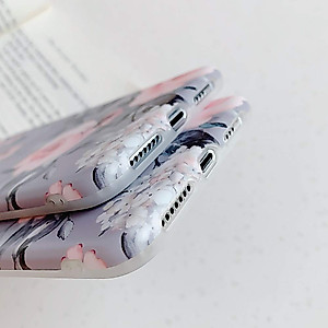 YeLoveHaw for iPhone Xs Case for Girls, Flexible Soft Slim Fit Full Protective Cute Shell Phone Case Cover with Purple Floral and Gray Leaves Pattern for iPhone X/XS 5.8 Inch (Pink Flowers)