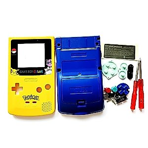 JMXLDS Replacement Full Housing Shell Case Cover Pack with Screwdriver Buttons for Game boy Color GBC Repair Part-Yellow&Blue.
