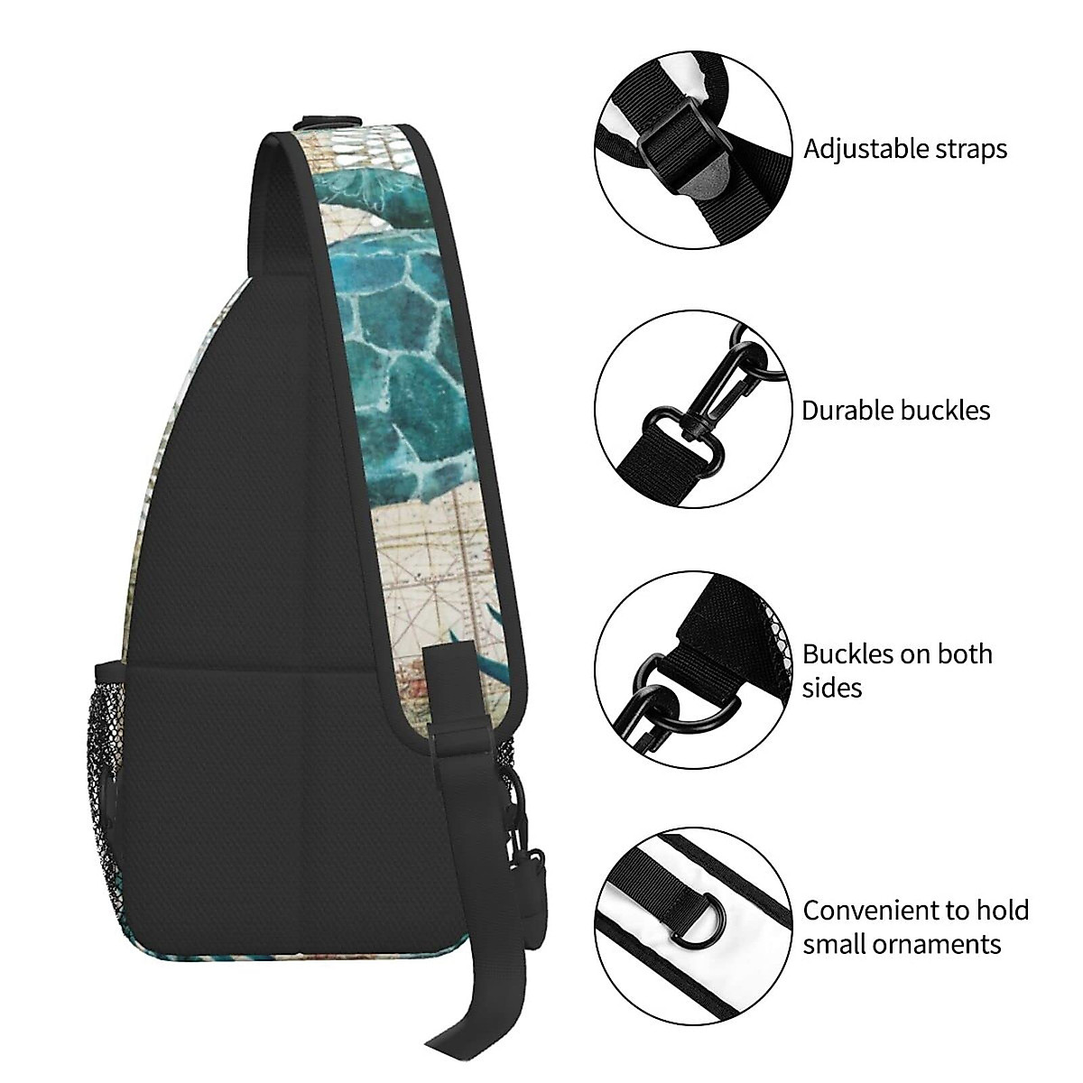 Sea Turtle Sling Bag Backpack - Crossbody Shoulder Chest Bags Unisex for Travel Casual Hiking with Adjustable Strap for Men Women