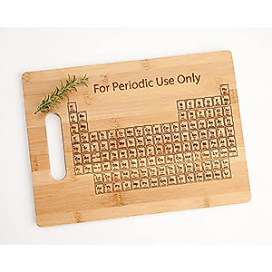 STEM Gift Periodic Table Engraved Bamboo Wood Cutting Board with Handle and Funny Quote Gradudation Gift for Teacher Scientist Chemist Professor Student Graduate 8.5 x 11"