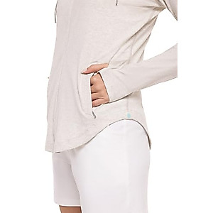 Coolibar UPF 50+ Women's LumaLeo Zip-Up Hoodie - Sun Protective (XX-Small- Light Grey Heather)