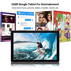 TPZ Tablet 10 Inch Android Tablet, 2023 Latest Quad-Core 32GB Storage Tablet Computer, 6000mAh Battery, Dual 8MP+2MP Camera, WiFi, Bluetooth, GPS, 128GB Expand Support, HD Large Touchscreen-Black