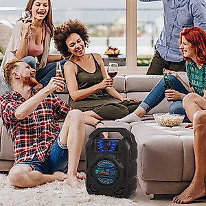 EARISE T15 Portable PA System Speaker for Kids & Adults with Wired Microphone, Bluetooth Karaoke Machine with Lights, Lightweight, Perfect for Outdoors