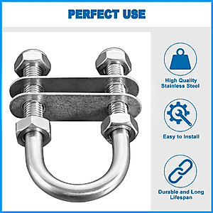 2pcs Marine Boat Stern Bow Eye Tie Down U-Bolt Rigging 316 Stainless Steel,M10x90x130x36mm