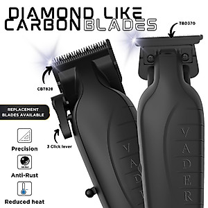 Supreme Trimmer 2-in-1 Vader Clipper & Trimmer Kit | Cordless Beard Trimmer & Mens Clippers Set for Barbers or Home | with DLC Coated Blades | Black
