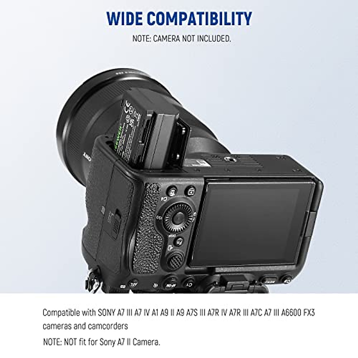 NEEWER 2280mAh NP-FZ100 Replacement Battery Charger Set, 2 Batteries and 1 USB Dual Channel Charging Case Compatible with Sony ZV-E1, FX3, FX30, A1, A9 II, A7R V, A7R IV, A7S III, A7 IV, A6600, A7C