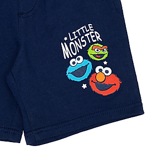 Sesame Street Elmo Grover Oscar The Grouch Baby Boys French Terry 3 Pack Shorts Blue/Grey/Red 18 Months