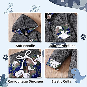 18-24 Month Boy Clothes Toddler Boys Long Sleeve Camouflage Dinosaur Pocket Hoodie Tops + Pants Fall Winter Outfit Set 2Pcs,Green Dinosaur 18-24 Months/100cm
