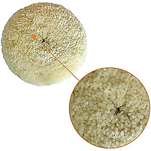 Wool Buffing Pad Kit 7Inch 3PCS, 100% Natural Wool Car Auto Hook and Loop Grip Buffing Pad for Compound Cutting & Polishing for Car,Boats, Trucks and RVs Polishing Motorcycle Washing Machine