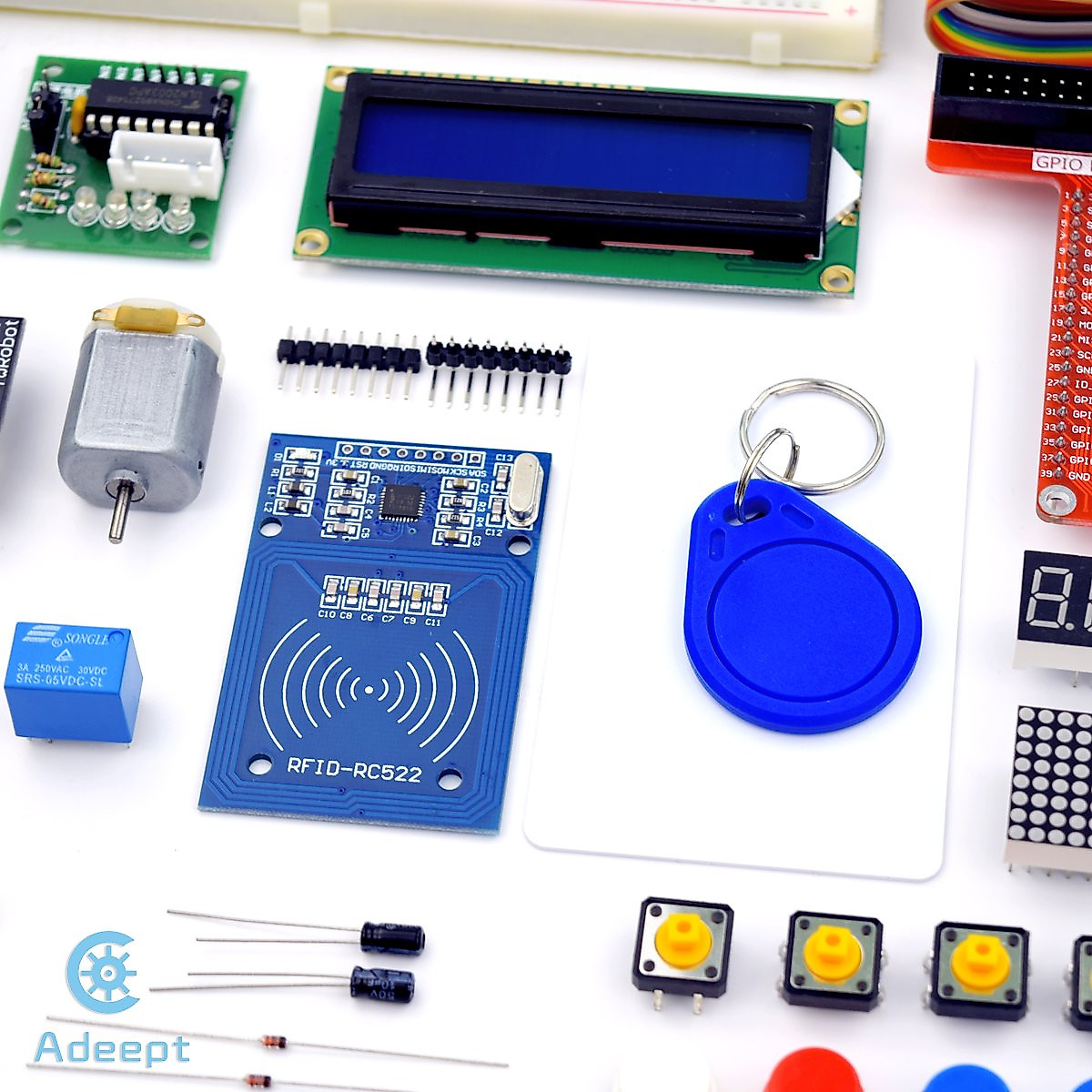 Adeept RFID Starter Kit for Raspberry Pi 4 3 Model B+ B, Stepper Motor, ADXL345, 40-pin GPIO Extension Board, Solderless Breadboard, C and Python Code, Beginners Learning Kit with 140 Pages Guidebook