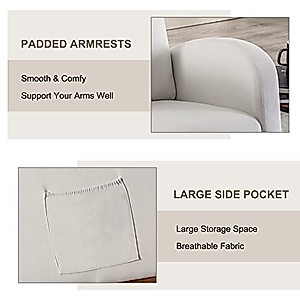 Belandi Rocking Chair Nursery, Velvet Nursery Glider Upholstered Accent Rocker Armchair with Side Pocket for Living Room Bedroom Offices (Cream White)