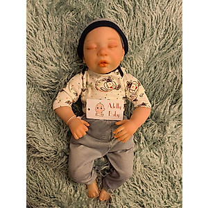 Adolly Gallery Realistic Reborn Baby Dolls Cute 20inch Soft Silicone Handmade Cloth Body Realistic Toddler Doll Lifelike Toy Gifts for Girl Age 3+ Name Bryan