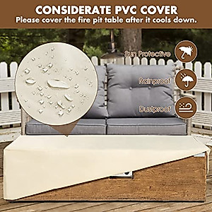 Tangkula 2 Pieces Outdoor Propane Fire Pit Table Set, Patiojoy 48 Inch Rustic 50,000 BTU Rectangular Gas Fire Pit Table with 20 lbs Tank Side Table, Lava Rocks, Cover for Patio, Garden, Yard