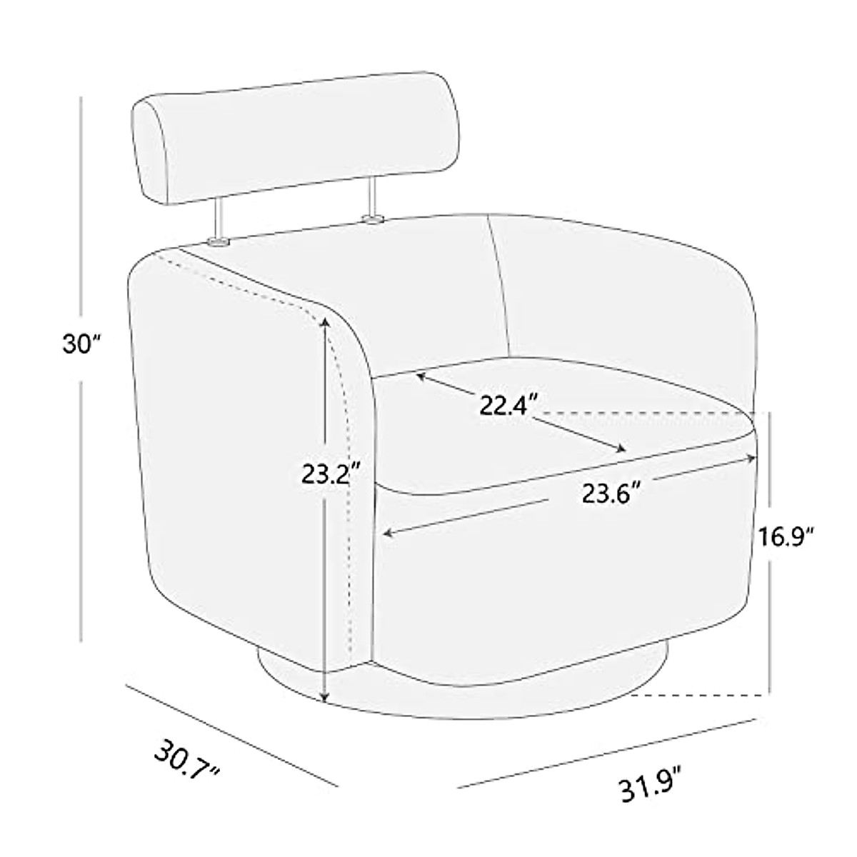 CHITA Swivel Accent Chair Armchair, Barrel Chair with Adjustable Backrest for Living Room Bedroom, Pebble Grey