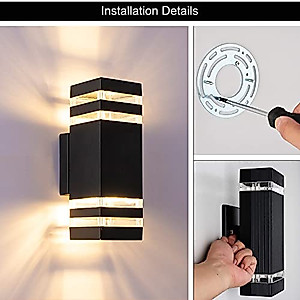 RGZZUP+Malcolm 4 Packs 14W 12inch LED Square Up&Down Wall Lights 4000K Day White Outdoor Wall Light Aluminum Body Waterproof IP65 led Porch Light for House Patio Garage Garden.