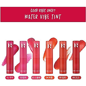 HOLIKA HOLIKA Water Vibe Tint - Long Lasting Lip Stain with Vivid Juicy Colors, Transfer Proof Lip Tint, Buildable Formula for Daily Lip & Cheek Makeup, 0.1oz (05 DIPPED)