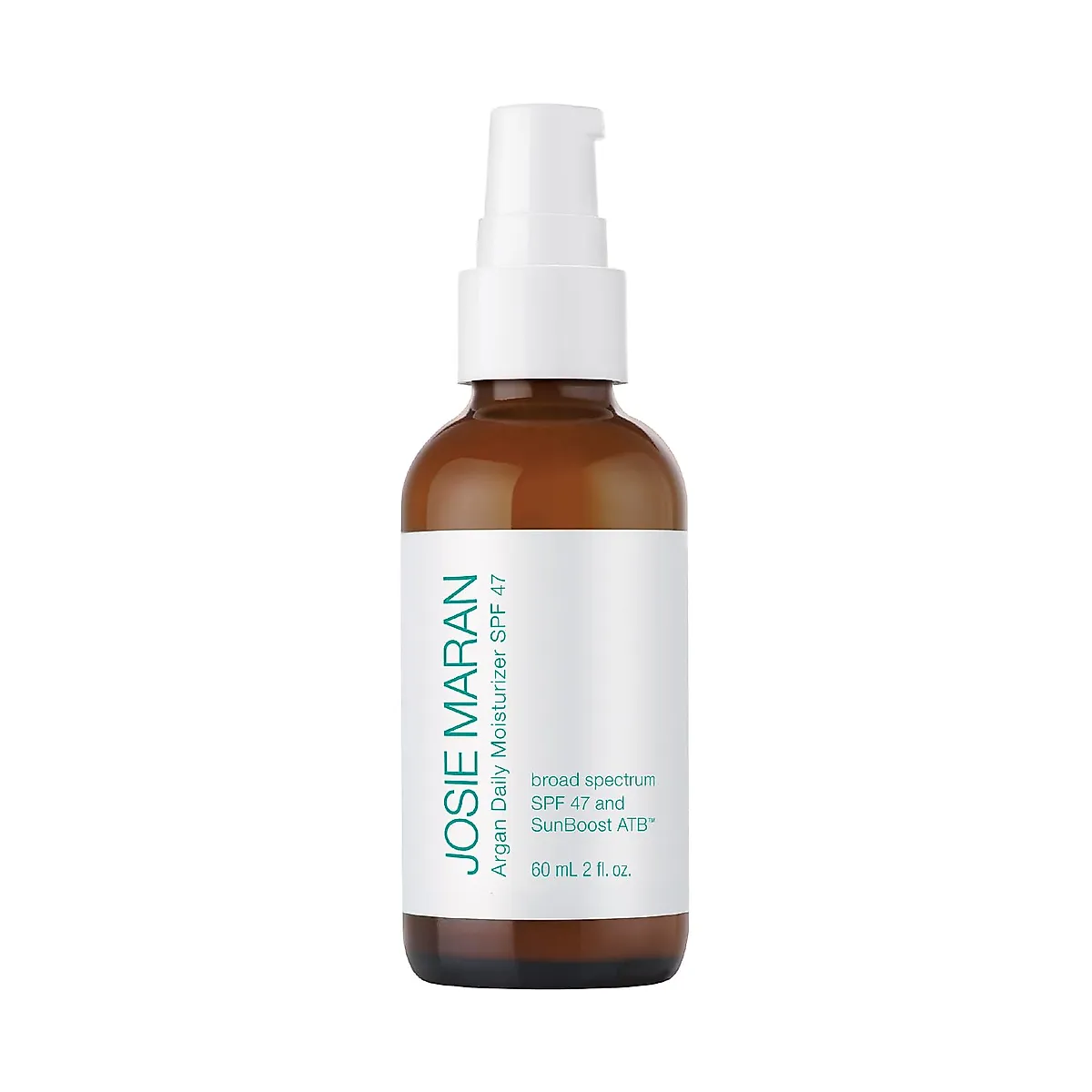 Josie Maran Argan Oil Daily Facial Moisturizer with SPF 47 & SunBoost ATB - Lightweight, Chemical Free Facial Sunscreen with Jojoba Oil & Green Tea - Smooths Texture & Boosts Radiance (2 oz)