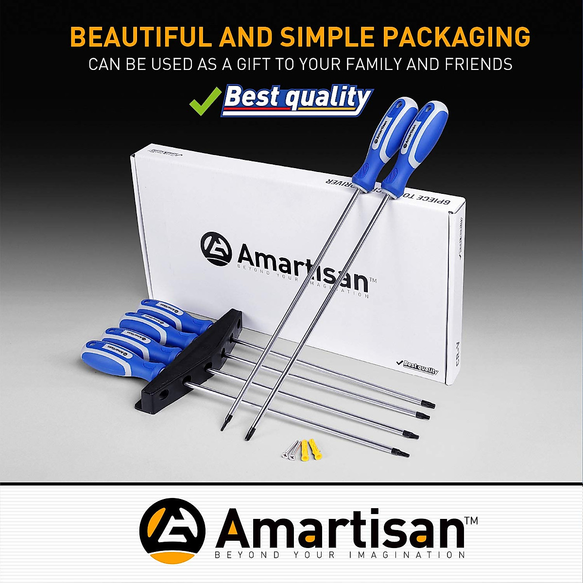 Amartisan 6-Piece Extra Long Torx Screwdrivers Set, length 12''(300mm) T10 - T30, Long Long star Screwdrivers Set