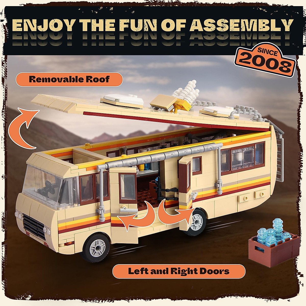 OrbBlaster Rvs for Break Bad Building Set, Upgraded Creative Rvs Building Bricks Merchandise, Camper Van Building Set Toy for Boys Age 8-12