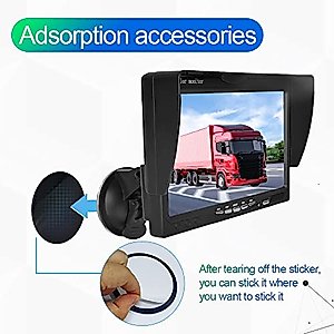 Hikity 7 inch Vehicle Backup Camera Monitor only, Quad Split HD LCD Display Screen, Car Monitor for SUV Van RV Truck, V1/V2/V3/V4 Video Input, 9V/36V + Headrest Mounting Bracket & Dash Stand