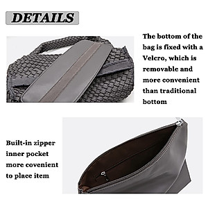 Doxwater Women Vegan Leather Hand Woven Tote Handbag Large Capacity Shoulder Top-handle Bag All-Match Underarm Bag with Purse