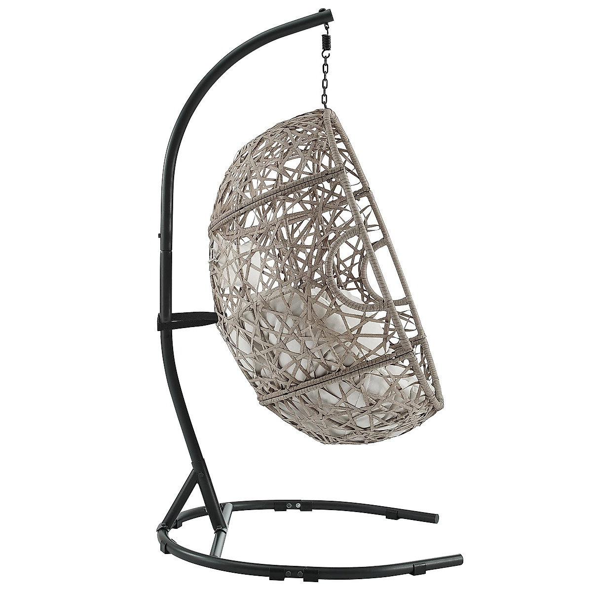 Ulax Furniture Egg Chair, Hanging Swing Chair with Stand, Outdoor Patio Wicker Tear Drop Hammock Chair with Cushion (Beige)