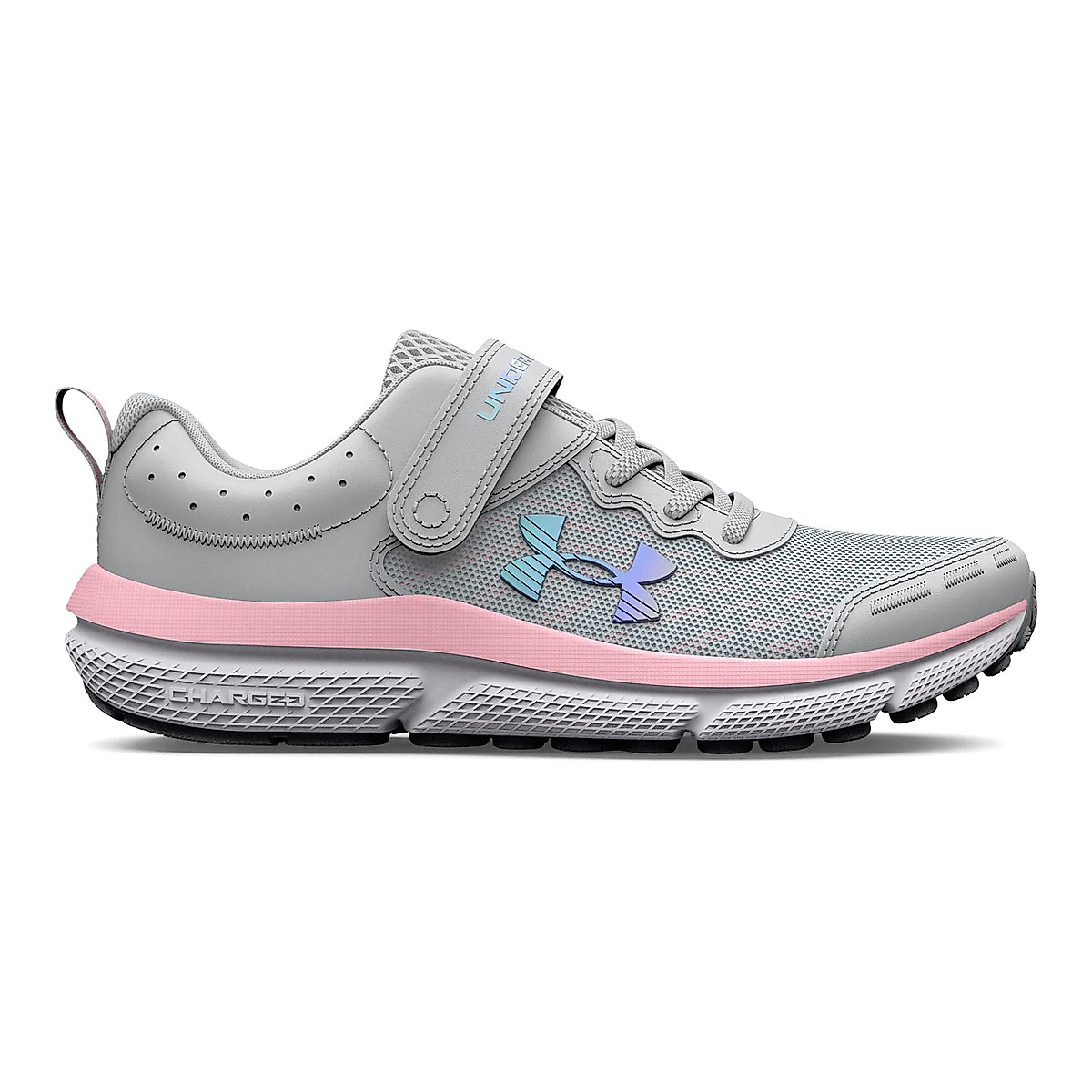 Under Armour Girls' Pre School Assert 10 Alternate Closure, (100) Halo Gray/Pink Sugar/Iridescent, 3, US