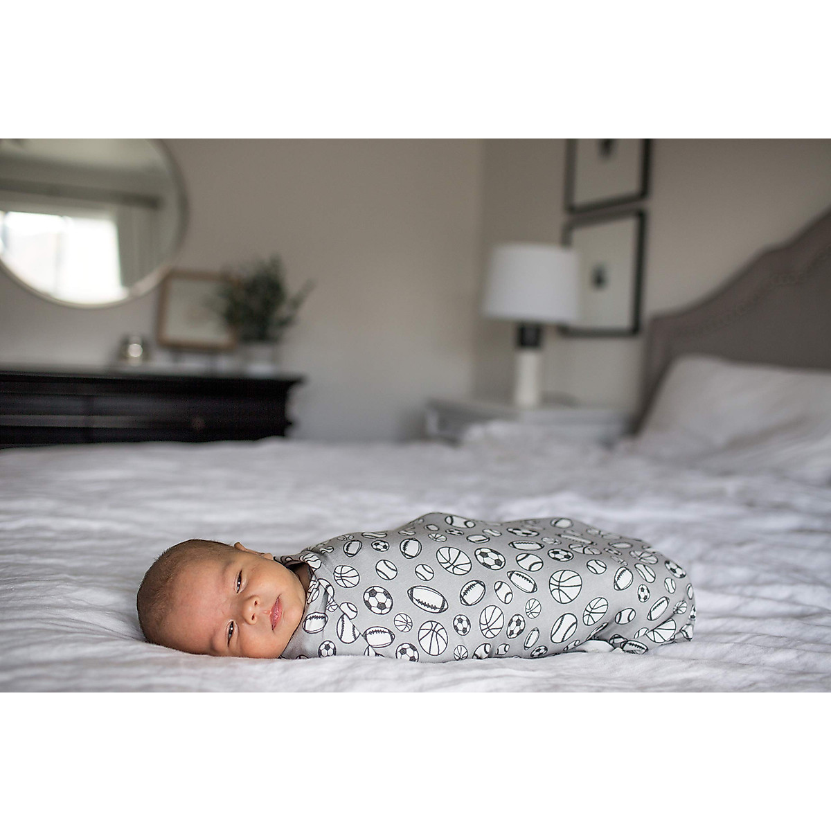 Large Premium Knit Baby Swaddle Receiving Blanket "Champ" by Copper Pearl