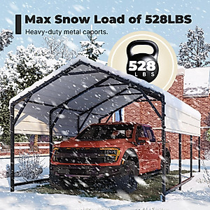 ADVANCE OUTDOOR Metal Roof Carport Kits 10x15 ft Heavy Duty Steel Car Canopy Hard Top Garage