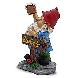 10" Tall Beer Garden Gnome - Hand-Painted Garden Statues - Garden Gnomes with Hold Beer Mug - Durable & Weather Resistance Lawn Gnome - Gnomes Decorations for Yard, Porch, Garage, Home & Office