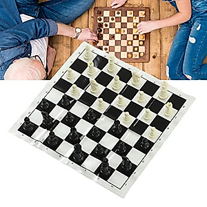 Zerone Portable Chess Set,International Plastic Chess Set with 25CM Plastic Film Chessboard and Storage Bag PS International Chess for Adults Kids (Black and White)