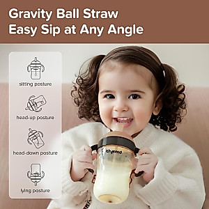 Thyseed PPSU Weaning Bottles for Breastfed Baby Who Refuses Bottle Toddler Breastlike Breastfeeding Transition Bottle That Looks Like A Breast with Silicone Weighted Straw 10oz/300mL 10+ Months 1 Pack